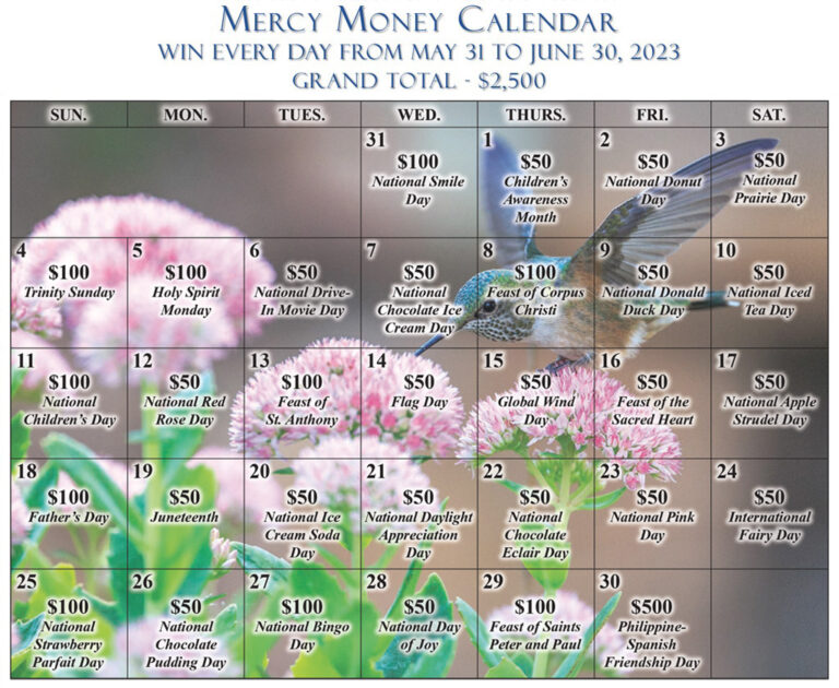 Spring Money Calendars Are Now Available! - Sisters of Mercy